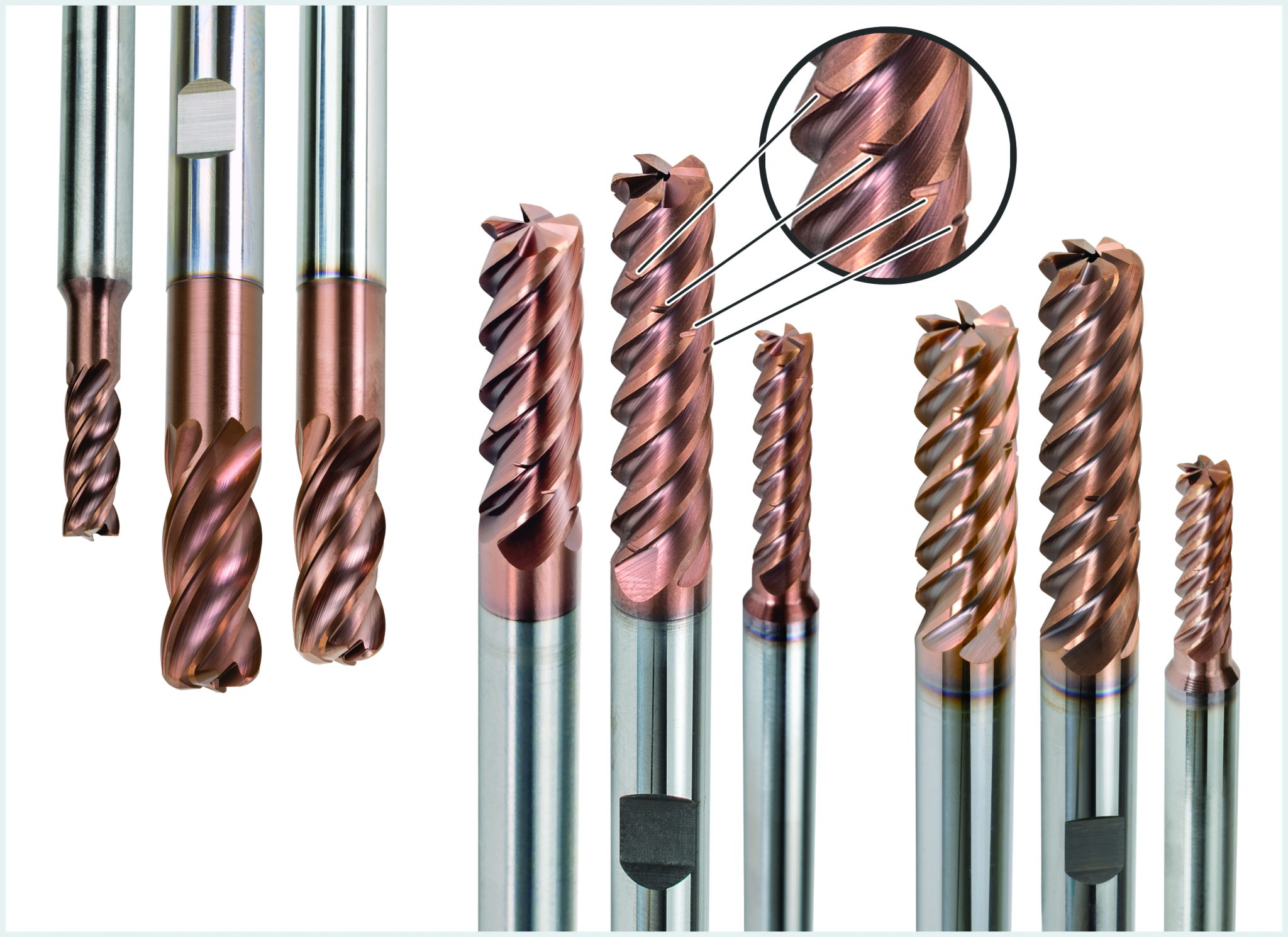 4-, 5-, and 6-flute solid carbide 90º end mills